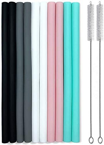 Amazon.com: Mcool Silicone Straws 8Pcs Straight Smoothies straws for 30 ...