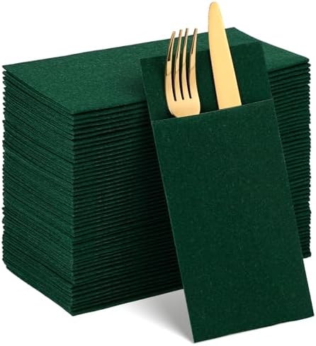 Amazon.com: 60 Pcs Dark Green Linen-Feel Paper Napkins with Built-in ...