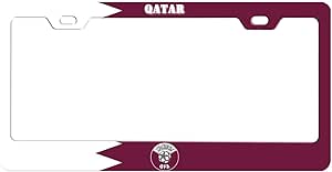 Amazon.com: Qatar Flag License Plate Frame White and Ppurple National ...
