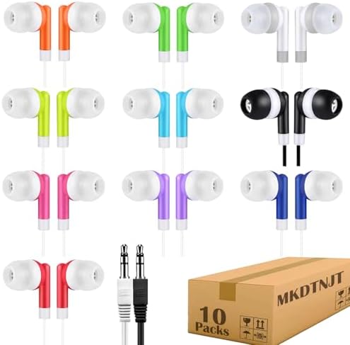 Amazon.com: MKDTNJT Kids Earbuds Bulk 10 Pack for School Classroom ...