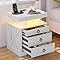 Amazon.com: HENBC Nightstand with Gun Drawers, LED Night Stand with ...