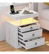 Amazon.com: HENBC Nightstand with Gun Drawers, LED Night Stand with ...
