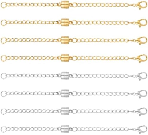 BOXOB 8pcs Magnetic Necklace Clasps with Extender Chains, 4in Necklace ...