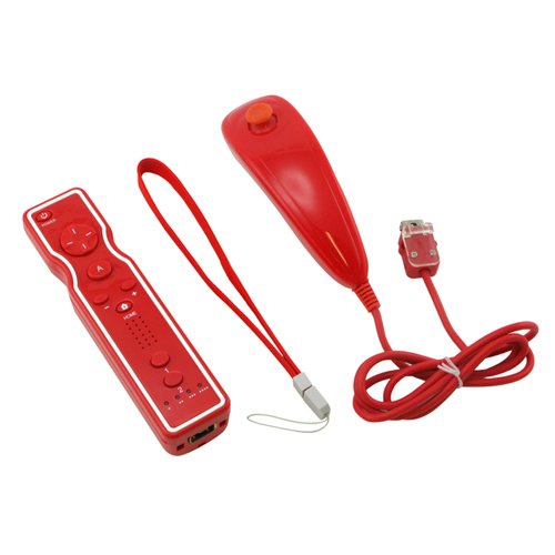 Amazon.com: Wii Red Remote Rattle with Motion Plus and Red Nunchuck ...