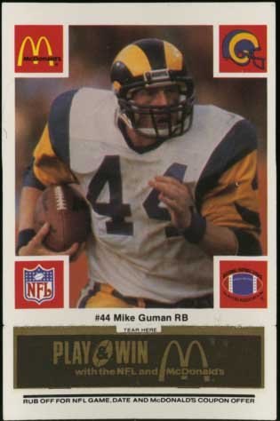 Mike Guman "Los Angeles Rams" McDonald's NFL Play & Win 1986 Football ...