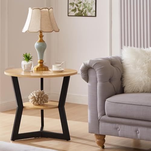Amazon.com: Gravilithic End Table, Round Wood End Table for Living Room ...