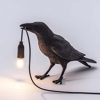 MIMGOX Raven Table Lamp - Bedside Crow Desk Lamp -Lifelike Resin Raven ...