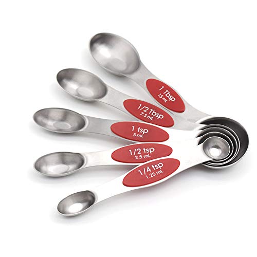 Buy Red Home Kitchen Stainless steel spoons with dual side, stackable ...