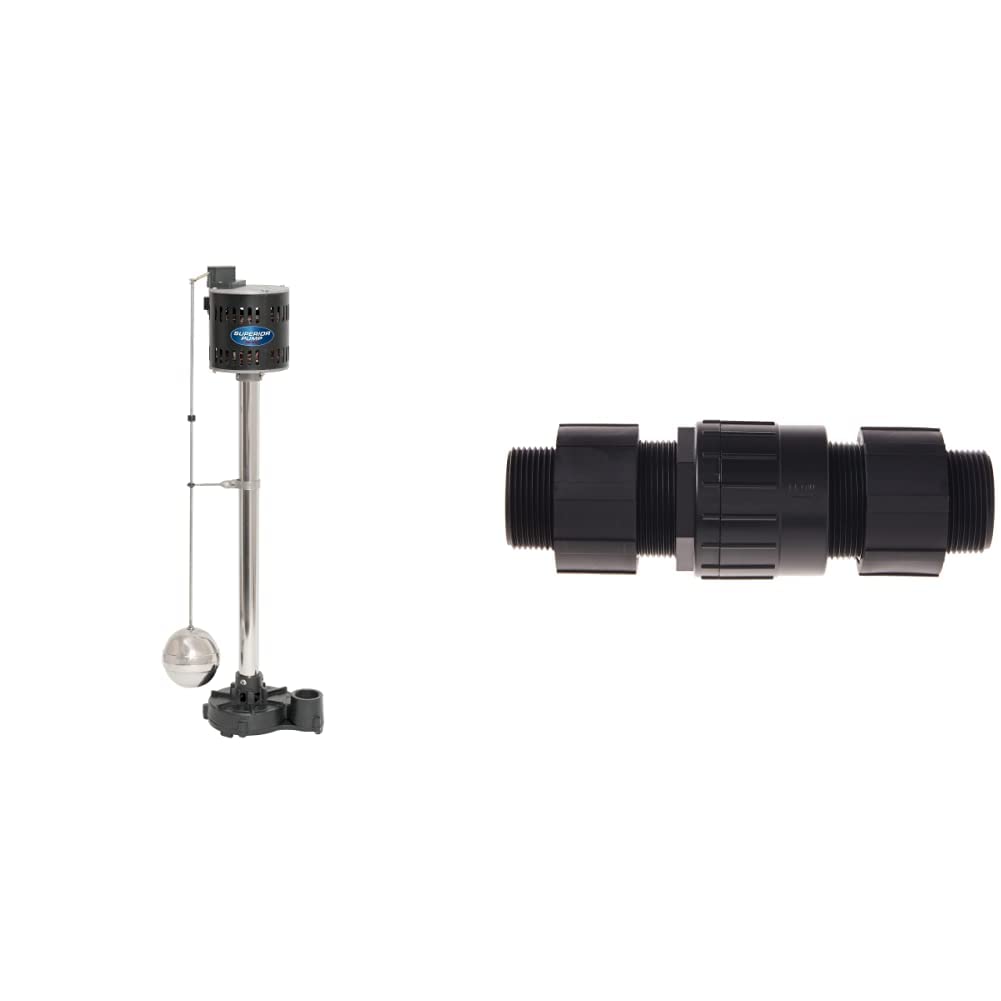 Superior Pump 92551 1/2 HP Cast Iron Pedestal Pump , Black & 99555 ...