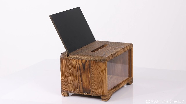 Watch MyGift Wooden Donation Collection Box with Lock - Rustic Burnt ...