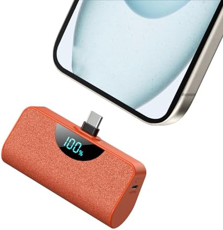 Amazon.com: Mini Portable Charger with USB-C Connector, Upgraded 5200mAh Power Bank, LCD Display ...