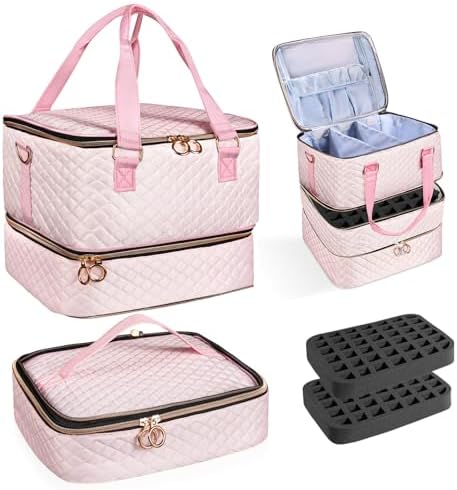 Amazon.com : Uross Nail Polish Organizer Bag Holds 30 Bottles Nail ...