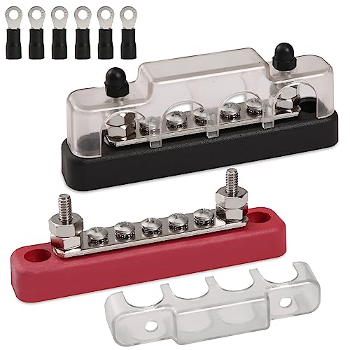 100 Amp Busbar Power Terminal Blocks with 5 x 8/32 Terminals, 2 x 3/16 ...