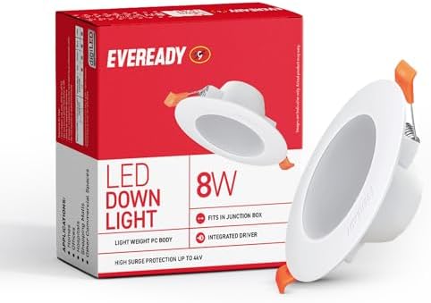 Buy EVEREADY 8W LED Downlight, Round Shape, Cool Day White, 75 lm/W ...