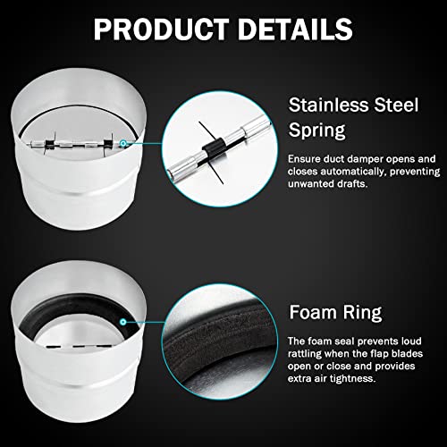 Snapklik.com : 10 Inch Draft Blocker Backdraft Damper Duct Draft ...