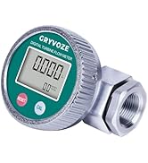GRYVOZE 1 Inch Digital Fuel Flow Meter, 2.6-26 GPM Inline NPT Turbine Flowmeter with 3/4 in ...