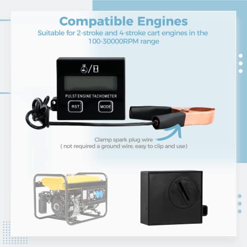 Snapklik.com : Small Engine Tachometer Hour Meter 30000RPM Digital ...