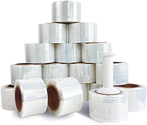 Amazon.com : 8NET 3" x 1000' 80 Gauge Mini Stretch Wrap Roll with Handle, 18 Rolls, Clear, Heavy ...