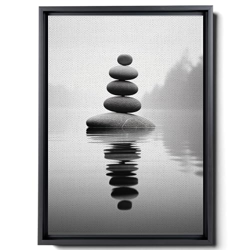 Amazon.com: Black and White Zen Wall Art, Stones in Water Pictures ...
