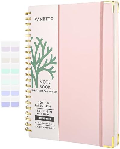 A4 Spiral Notebook, 300 Pages/150 Sheets Wirebound Spiral Notepad ...