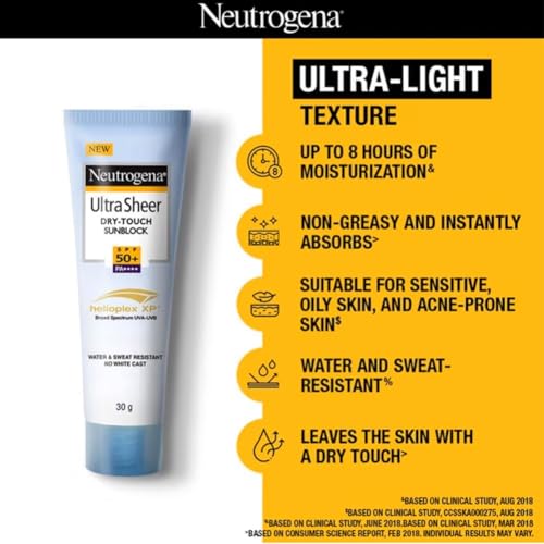 Neutrogena Ultra Sheer Sunscreen SPF 50+ | Broad Spectrum UVA /UVB ...