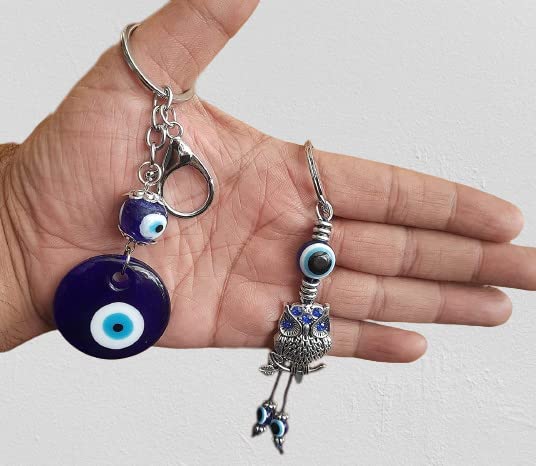DT DECTONE Combo Pack of 2 Evil Eye Keychain Elephant & Tortoise Silver ...