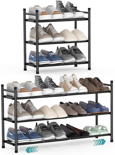 Amazon.com: ENJOYBASICS Expandable Shoe Rack, 3 Tier Adjustable Shoe ...