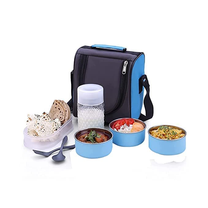 Buy VARNINDRA.4 in 1 Stainless Steel Lunch Box with Bag 3 Container, 1 ...