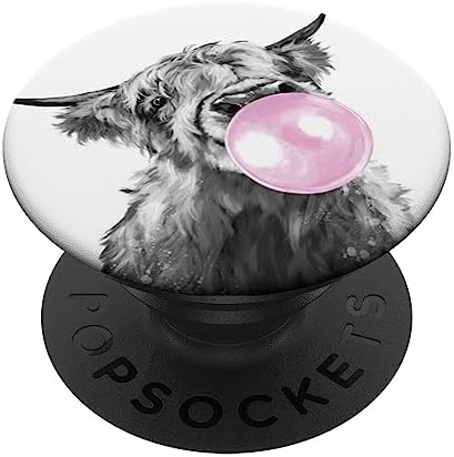 Amazon.com: Funny Highland Cow With Bubble PopSockets Adhesive PopGrip ...