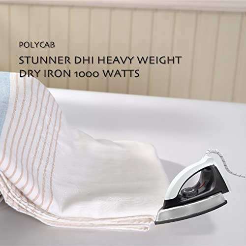 Polycab Stunner DHI 1000 Watts Heavy Weight Dry Iron (White-Black ...