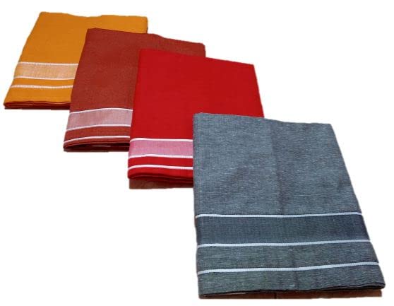 Color Kerala style (Mundus) Dhotis for Men Kavi (Free Size Veshti ...