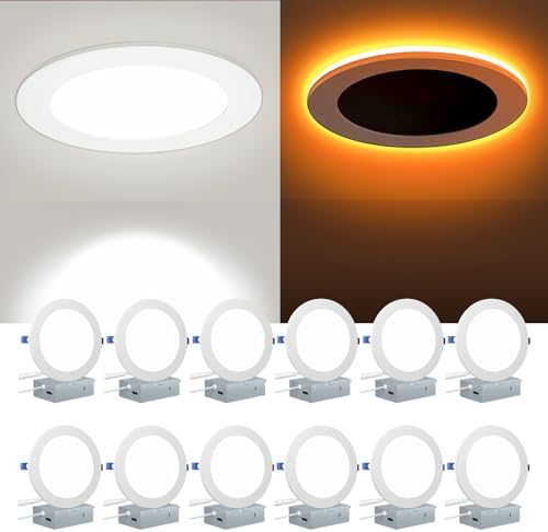 HONZIN 12 Pack 6 Inch 5CCT LED Recessed Slim Pot Lights with Night ...