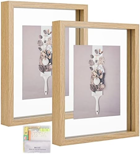 Amazon.com - OUKEYI 8x10 Floating Frame in Light Oak,Double Glass ...