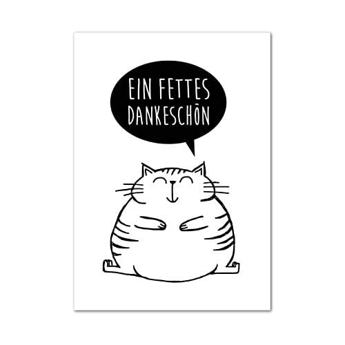 Karte, Grußkarte, Glückwunschkarte, Katze, cat, Danke "Ein fettes ...