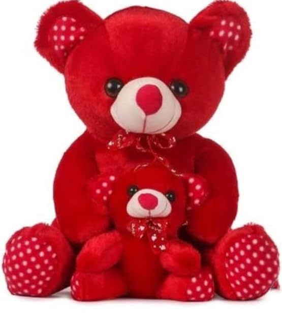 Buy PLUSHBUNNY Cute Red Color Teddy with Baby Teddy Stuffed Soft Toy ...