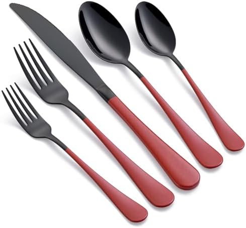 Amazon.com | Onlycooker 20-Piece Red Silverware Set 18/0 Stainless ...