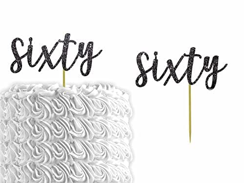 Amazon.com: Glitter Number"Sixty" 60 Birthday Cake Topper | Sixtieth ...