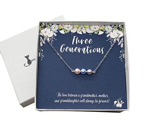 Amazon.com: Personalized 3 Generations Necklace for Grandma, Mom ...