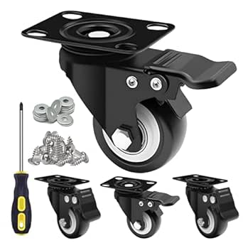 MSH&HCE 2 Inch Heavy Duty Locking Caster Wheels with Brake - 360 ...