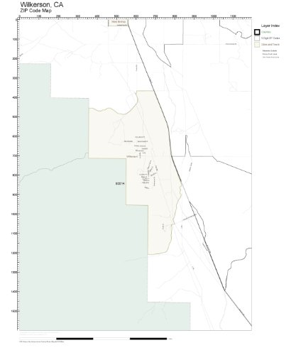 Amazon.com : ZIP Code Wall Map of Wilkerson, CA ZIP Code Map Laminated ...