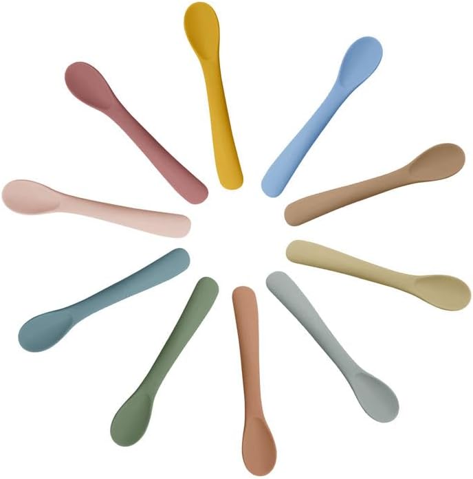 XNIVUIS 10 Pcs Silicone Baby Spoons, Weaning Spoons, Feeding Spoons ...