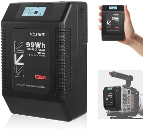 VILTROX BP-V99 V Mount Battery Mini Battery V Lock Black 6700 mAh with ...
