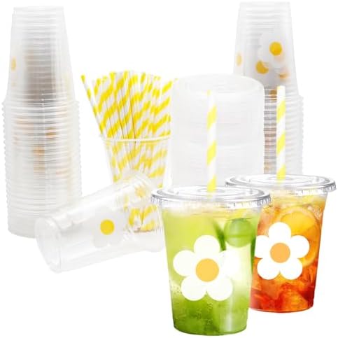 Amazon.com: AimFun 100 Pcs Daisy Paper Cups Groovy Party Cups 9oz ...