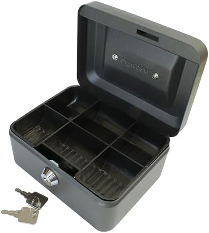 Cathedral Products Key Lockable Cash Box with Lift Out 6 Compartment ...