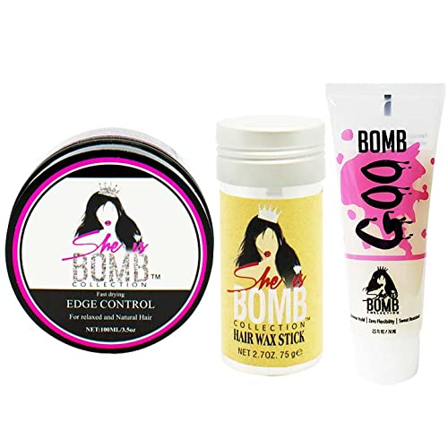 Amazon.com: she is bomb collection Edge Control 3.5oz + Wax Stick 2.7oz ...