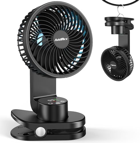 Amazon.com: AddAcc Small Desk Fan, Rechargeable Clip On Fan with ...
