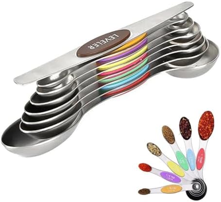 Amazon.com: Magnetic Measuring Spoons Set of 9, Stainless Steel Cooking ...
