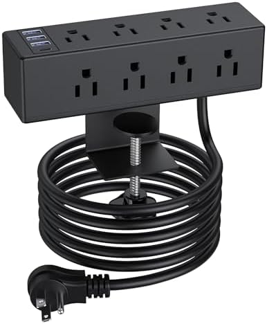 Desk Power Bar with 8 Outlets, Desk Outlet with 3 USB-A and 1 USB-C(18W ...