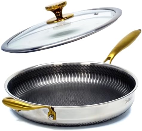 Amazon.com: Cooksavor Hybrid Non Stick 12 inch Frying Pan with Lid ...