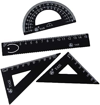 4 PCS Math Geometry Tool Steel Black Ruler Sets Protractor Triangle for ...